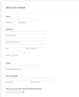 Skin Care Consult Form Template | Jotform