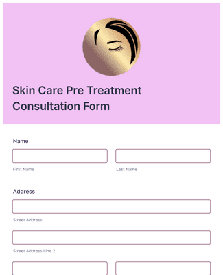 Skin Care Pre Treatment Consultation Form Template | Jotform