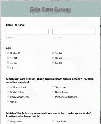 Skin Care Survey Form Template | Jotform