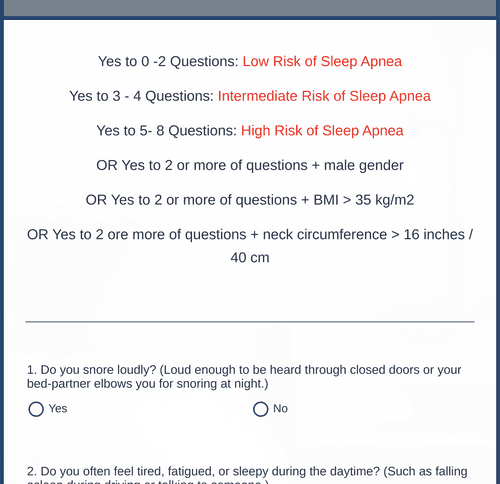 Sleep Apnea Questionnaire Form Template | Jotform