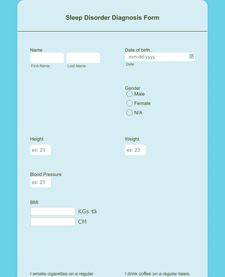 Sleep Disorder Diagnosis Form Template | Jotform
