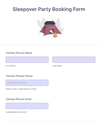 Sleepover Party Booking Form Template | Jotform