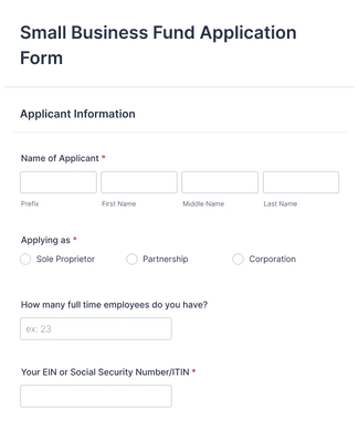 Small Business Fund Application Form Template | Jotform