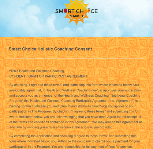Smart Choice Holistic Coaching Consent Form Template | Jotform