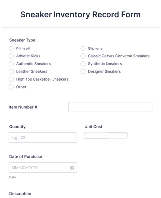 Sneaker Inventory Record Form Template | Jotform