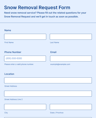 Snow Removal Request Form Template | Jotform