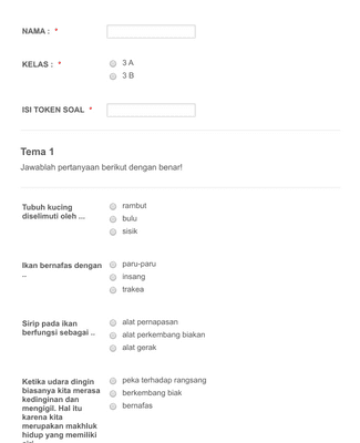 Soal PTS Bahasa Indonesia Template Formulir | Jotform
