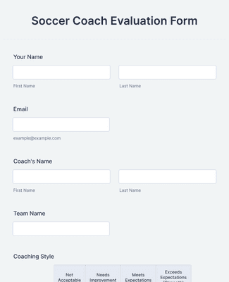 Soccer Coach Evaluation Form Template | Jotform