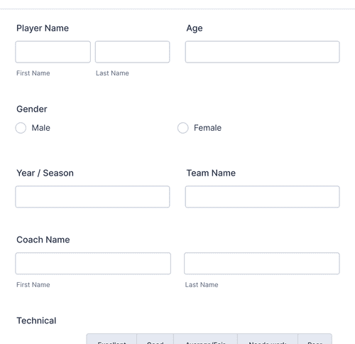 Soccer Player Evaluation Form Template | Jotform