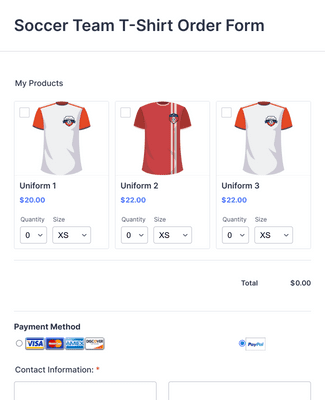 Sports T-Shirt Order Form Template | Jotform