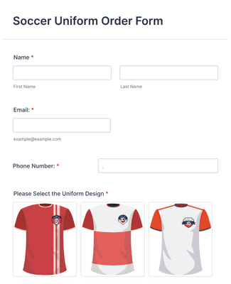 Soccer Uniform Order Form Template | Jotform