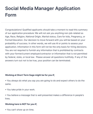Social Media Manager Application Form Template | Jotform