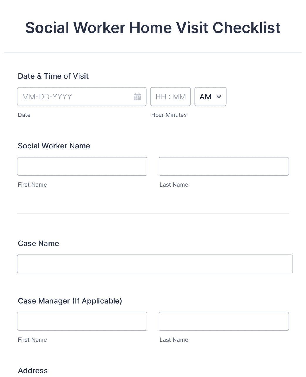 Social Worker Home Visit Checklist Form Template | Jotform