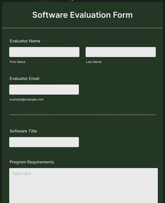 Software Evaluation Form Template | Jotform