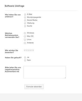 Software Umfrage Formular Formularvorlage | Jotform