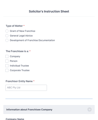 Solicitor's Instruction Sheet Form Template | Jotform