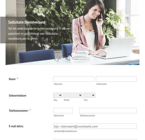 Sollicitatieformulier voor Dienstverband Formulier Sjabloon | Jotform