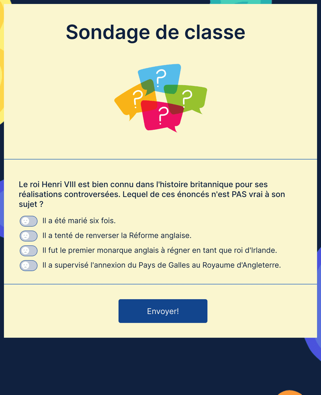 Sondage de classe Modèle du formulaire | Jotform