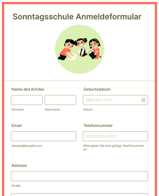 Sonntagsschule Anmeldeformular Formularvorlage | Jotform