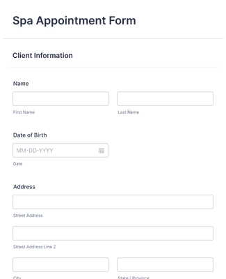 Spa Appointment Form Template | Jotform