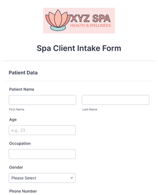 Spa Client Intake Form Template | Jotform