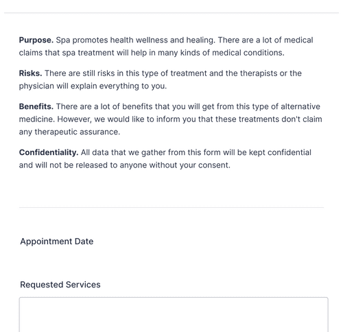 Spa Consent Form Template | Jotform