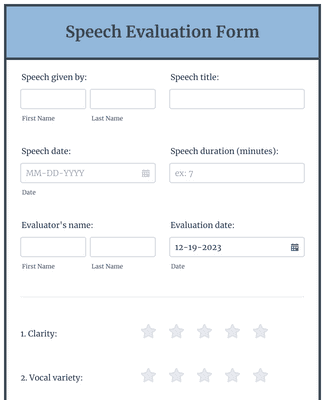 Speech Evaluation Form Template | Jotform
