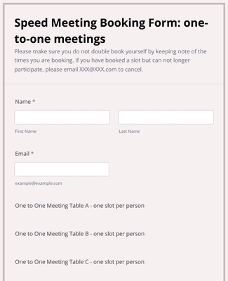 Speed Meeting Booking Form Template | Jotform