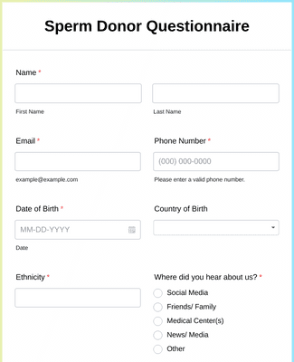 Sperm Donor Questionnaire Form Template | Jotform