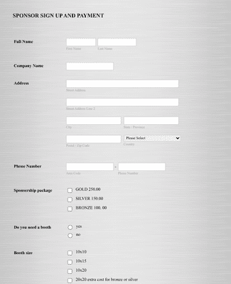 SPONSOR SIGN UP AND PAYMENT Form Template | Jotform