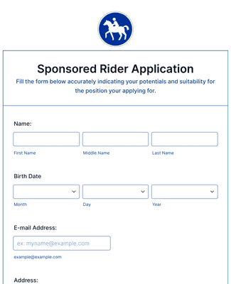 Sponsored Rider Application Form Template | Jotform