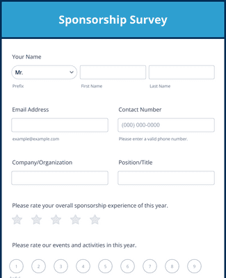 Sponsorship Survey Form Template | Jotform