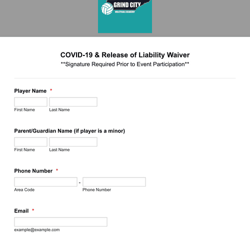Sports COVID-19 and Release of Liability Waiver Form Template | Jotform
