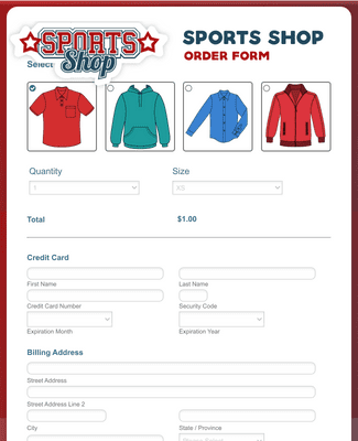 Sports Shop Order Form Template | Jotform