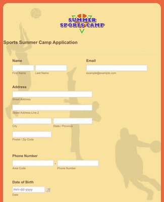 Sports Summer Camp Application Form Template | Jotform
