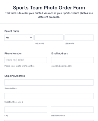 Sports Team Photo Order Form Template | Jotform