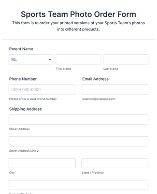 Sports Team Photo Order Form Template | Jotform