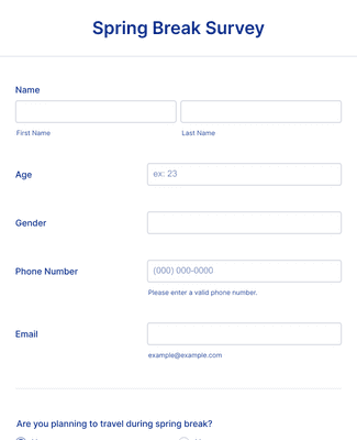 Spring Break Survey Form Template | Jotform