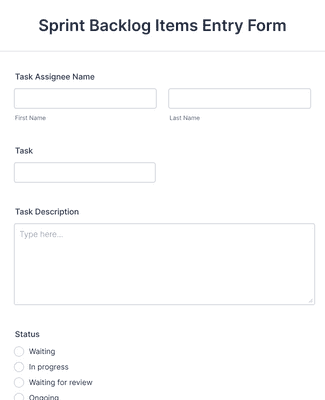 Sprint Backlog Items Entry Form Template | Jotform