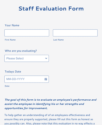 Staff Evaluation Form Template | Jotform