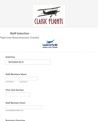 Staff Induction Form Template | Jotform