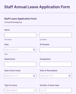 Staff Leave Application Form Template | Jotform