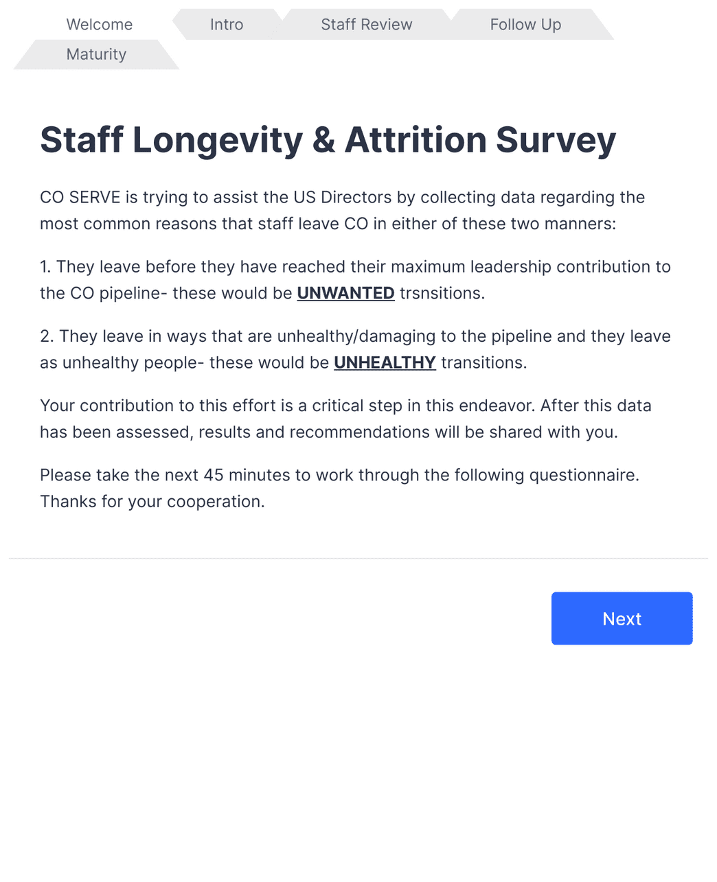 Staff Longevity and Attrition Survey Form Template | Jotform