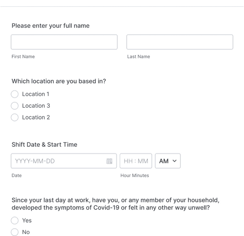 Staff Shift Questionnaire Form Template | Jotform