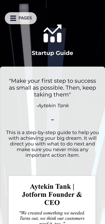Startup Guide App Template | Jotform