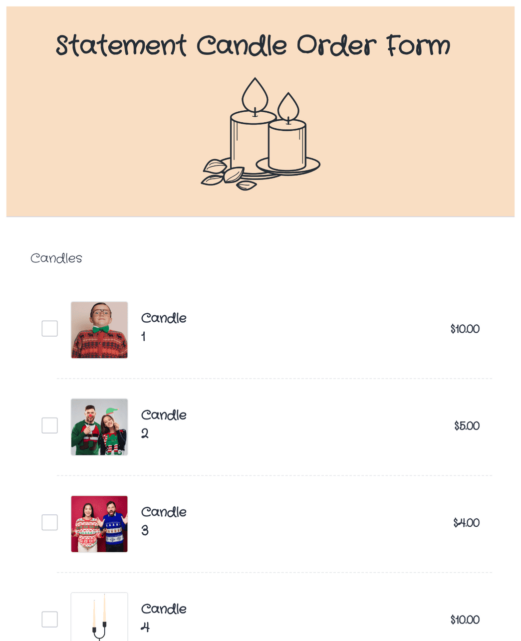 Statement Candle Order Form Template | Jotform