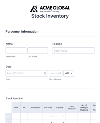 Stock Inventory Form Template | Jotform