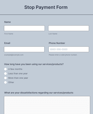 Stop Payment Form Template | Jotform