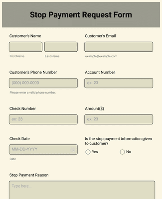 Stop Payment Request Form Template | Jotform