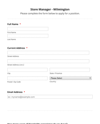Store Manager Form Template | Jotform